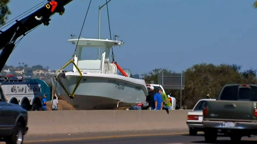 Boat Falls Off Trailer, Causes Traffic Jam – NBC 7 San Diego