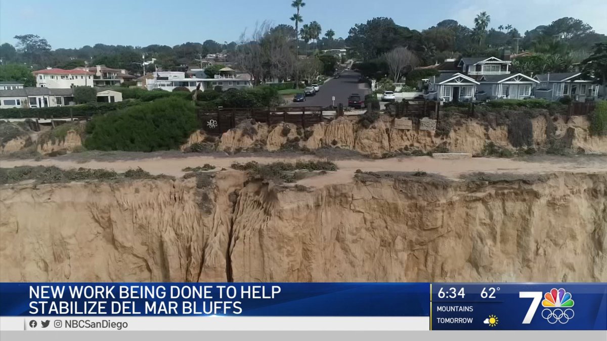New Work to Help Stabilize Del Mar Bluffs – NBC 7 San Diego