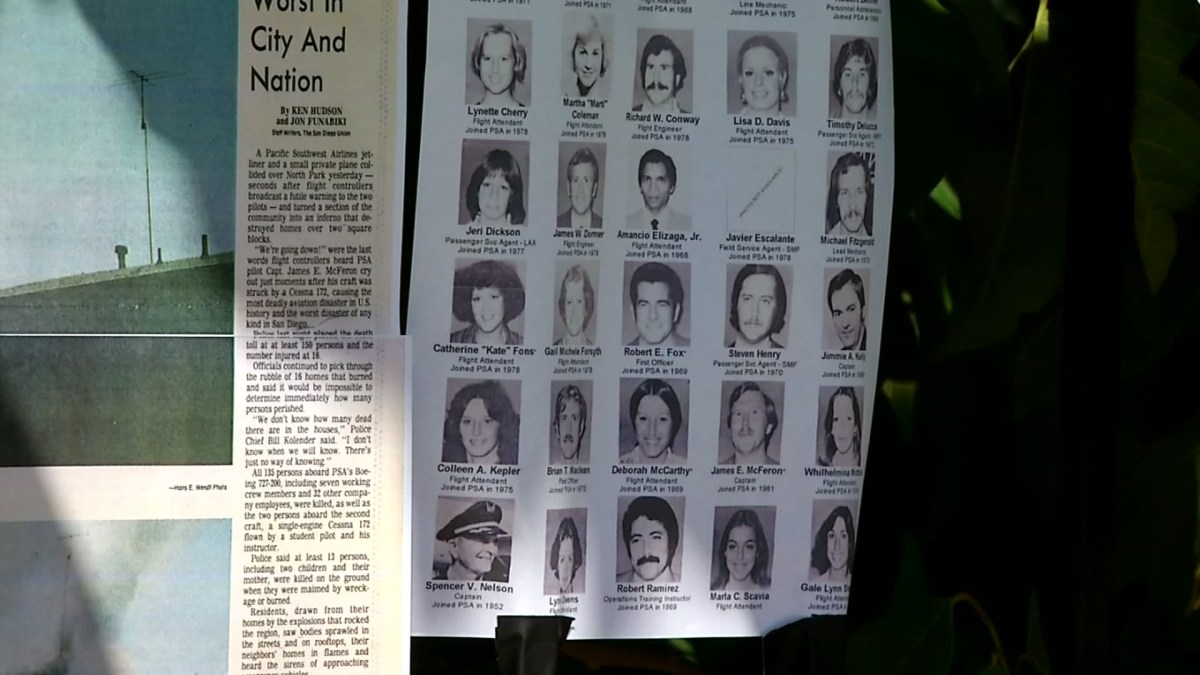4 Decades Later: San Diego Remembers PSA Flight 182 Tragedy – NBC 7 San ...