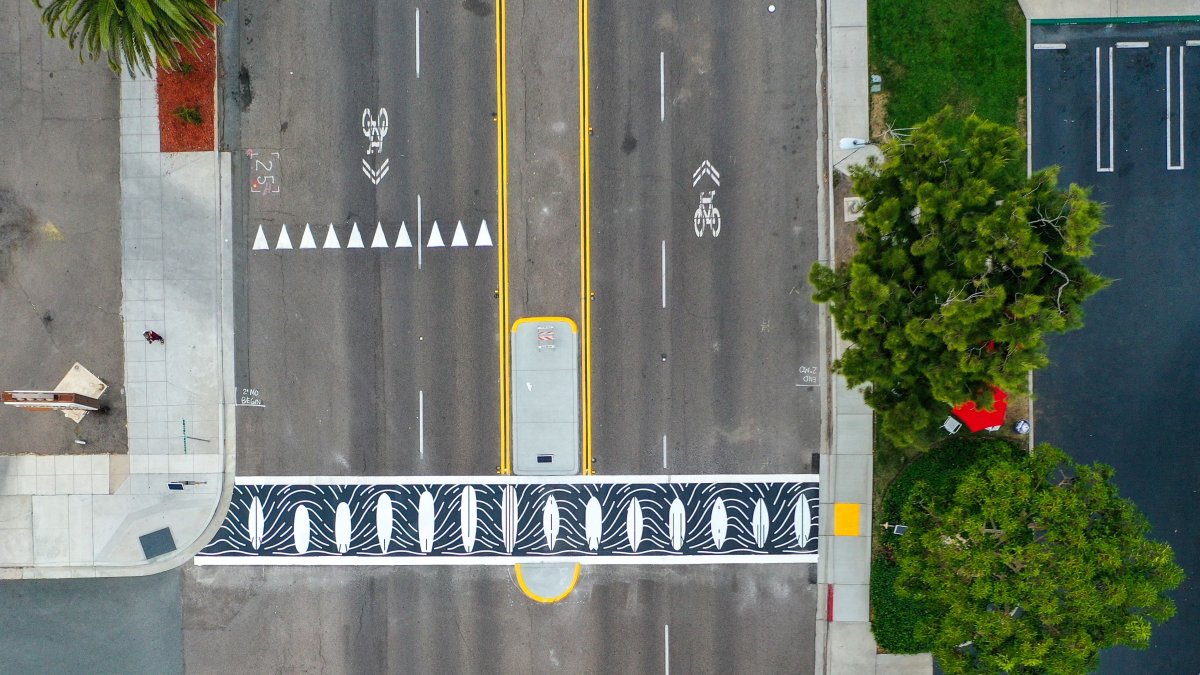 First Artistic Crosswalk Installed on Coast Highway 101 – NBC 7 San Diego