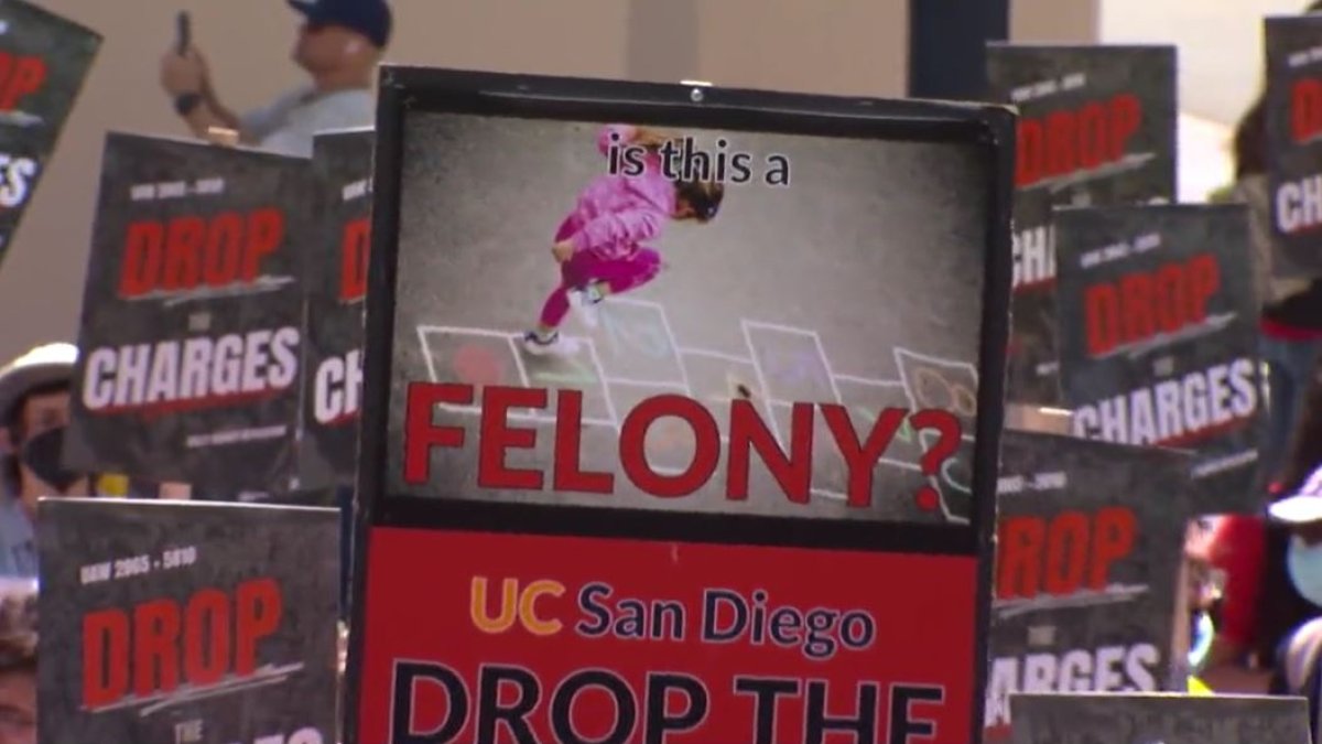 Protest after UC San Diego students accused of felony for ‘chalking ...