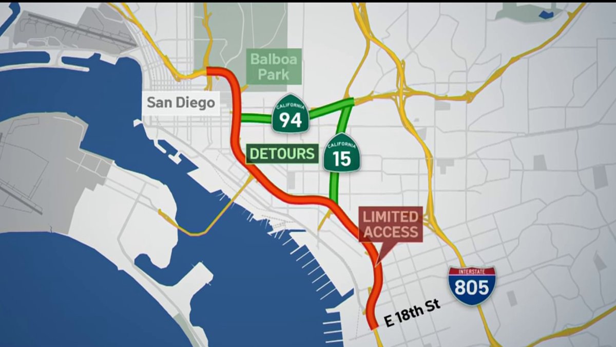 I-5 weekend lane closure for SR-163 bridge construction – NBC 7 San Diego