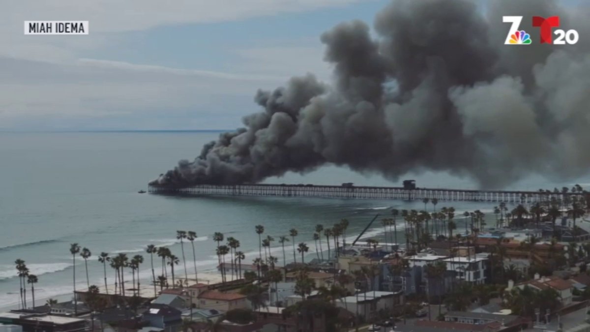 WATCH: Drone captures new footage of Oceanside Pier fire – NBC 7 San Diego