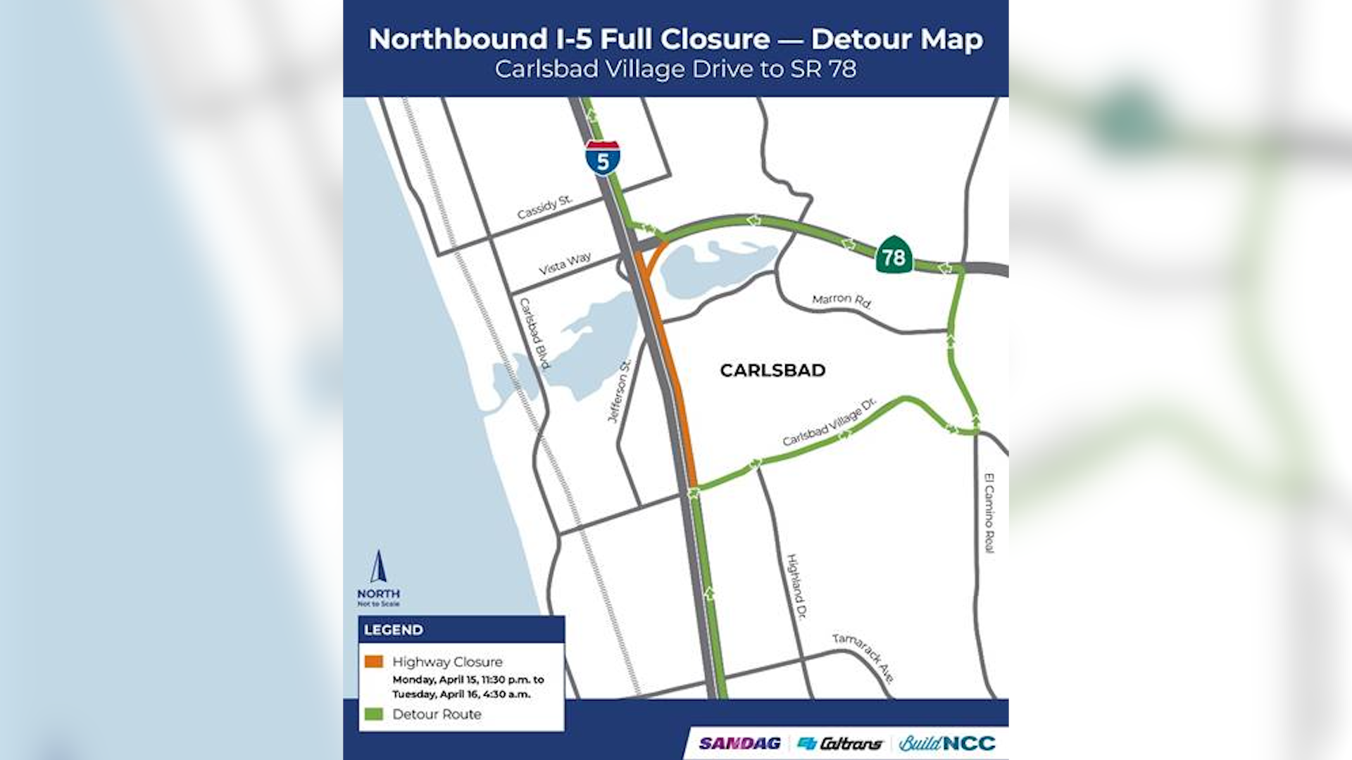 Northbound I-5 in Carlsbad to close Monday night: Caltrans – NBC 7 San ...