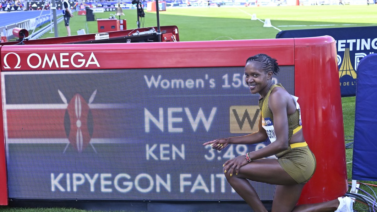 Kenya’s Faith Kipyegon breaks her own world record in 1,500m – NBC 7 ...