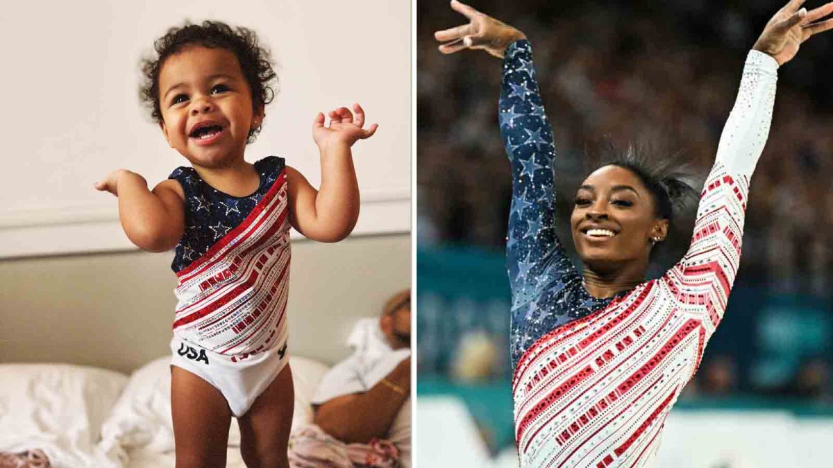 See Simone Biles’ adorable niece’s matching Olympic leotards – NBC 7 ...