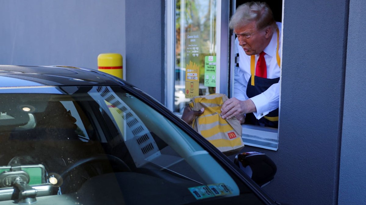 Trump works McDonald’s drive-thru, Harris campaign scoffs at stunt ...