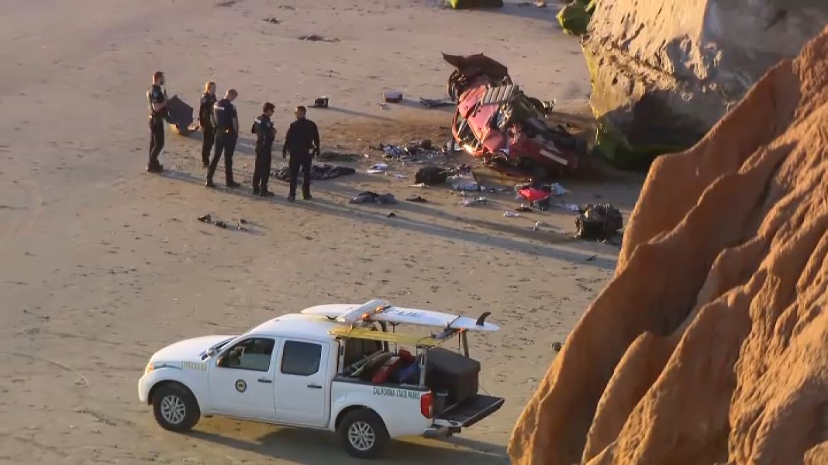 Car goes off cliff, lands on Carlsbad beach after police pursuit – NBC ...