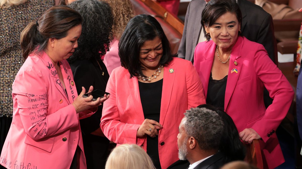 Here’s why some Democrats wore pink during Trump’s speech to Congress ...