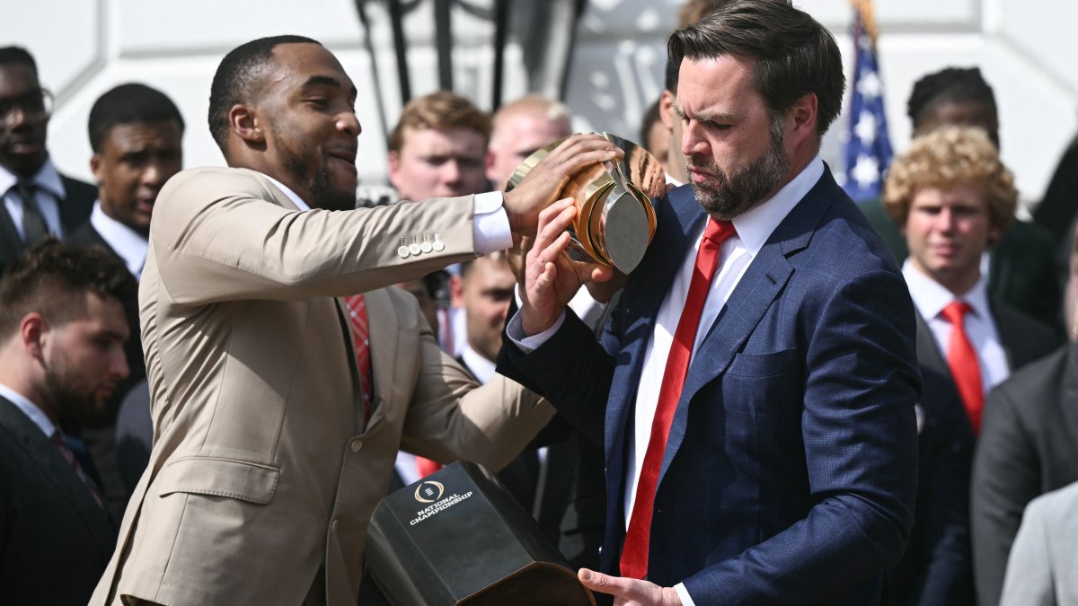 JD Vance drops Ohio State’s championship trophy at White House – NBC 7 ...