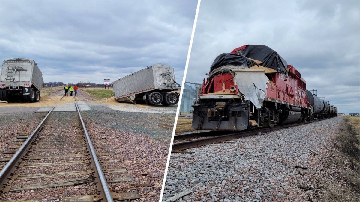 Video: Train slams into semi-trailer in Minnesota – NBC 7 San Diego