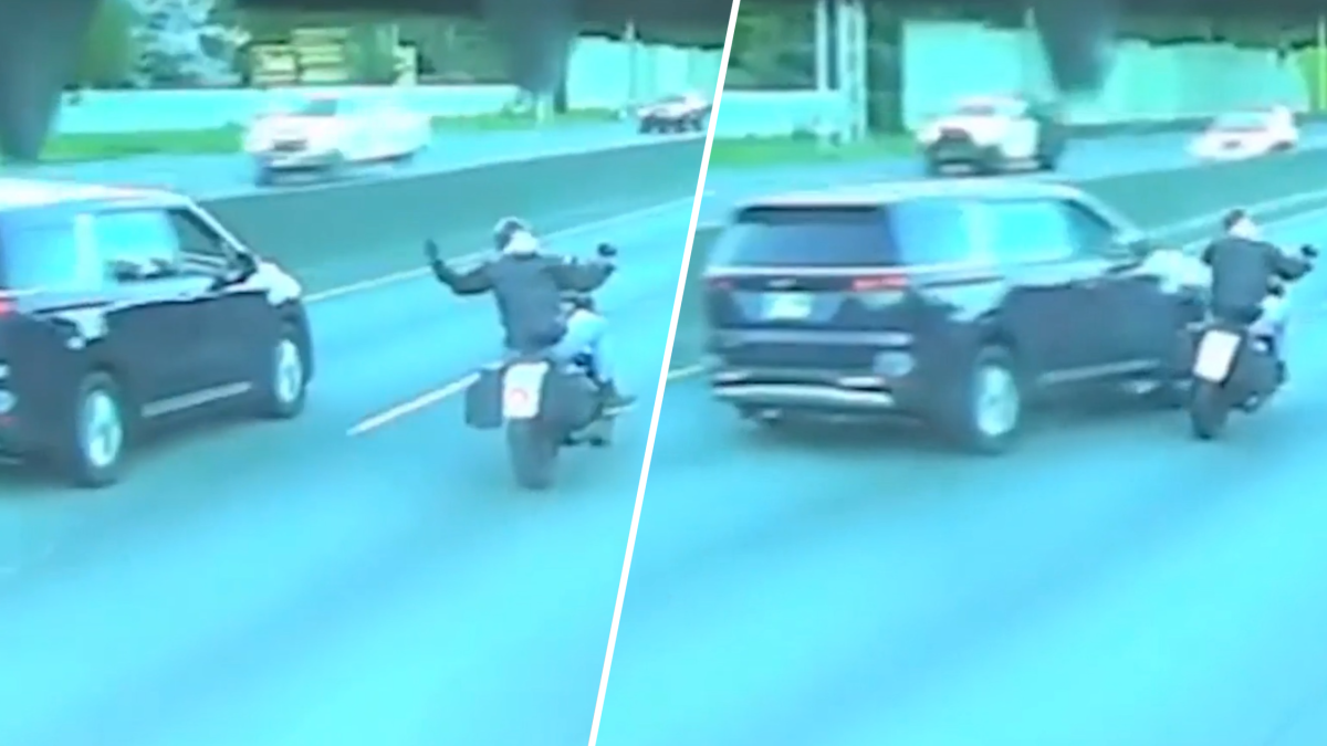 Video shows hit-and-run suspect slamming car into motorcyclist – NBC 7 ...