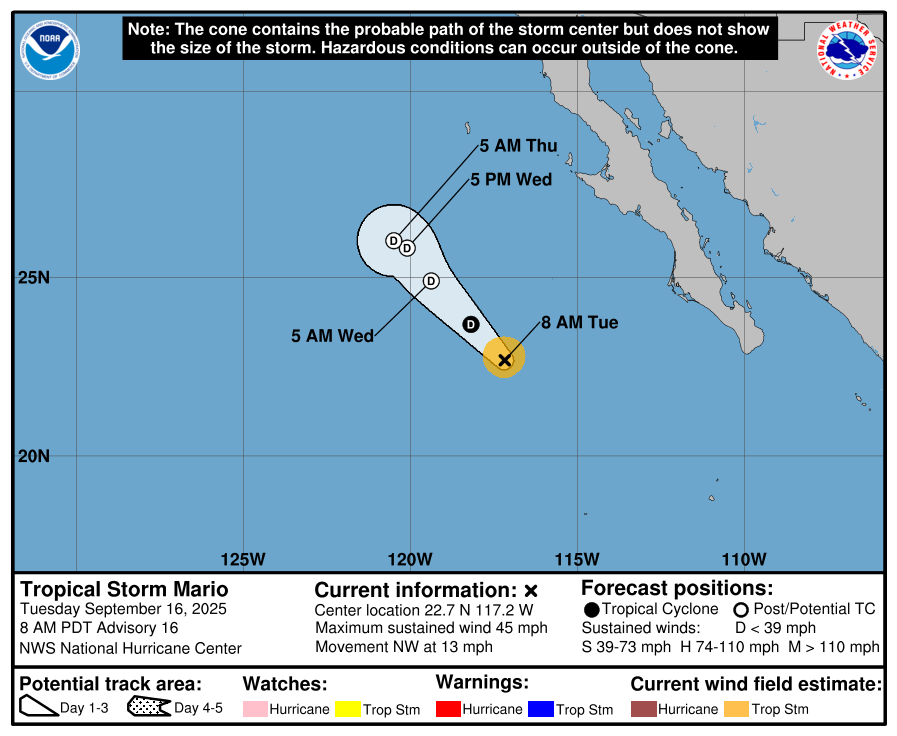 Remnants of Tropical Storm Mario bringing rain to San Diego County ...