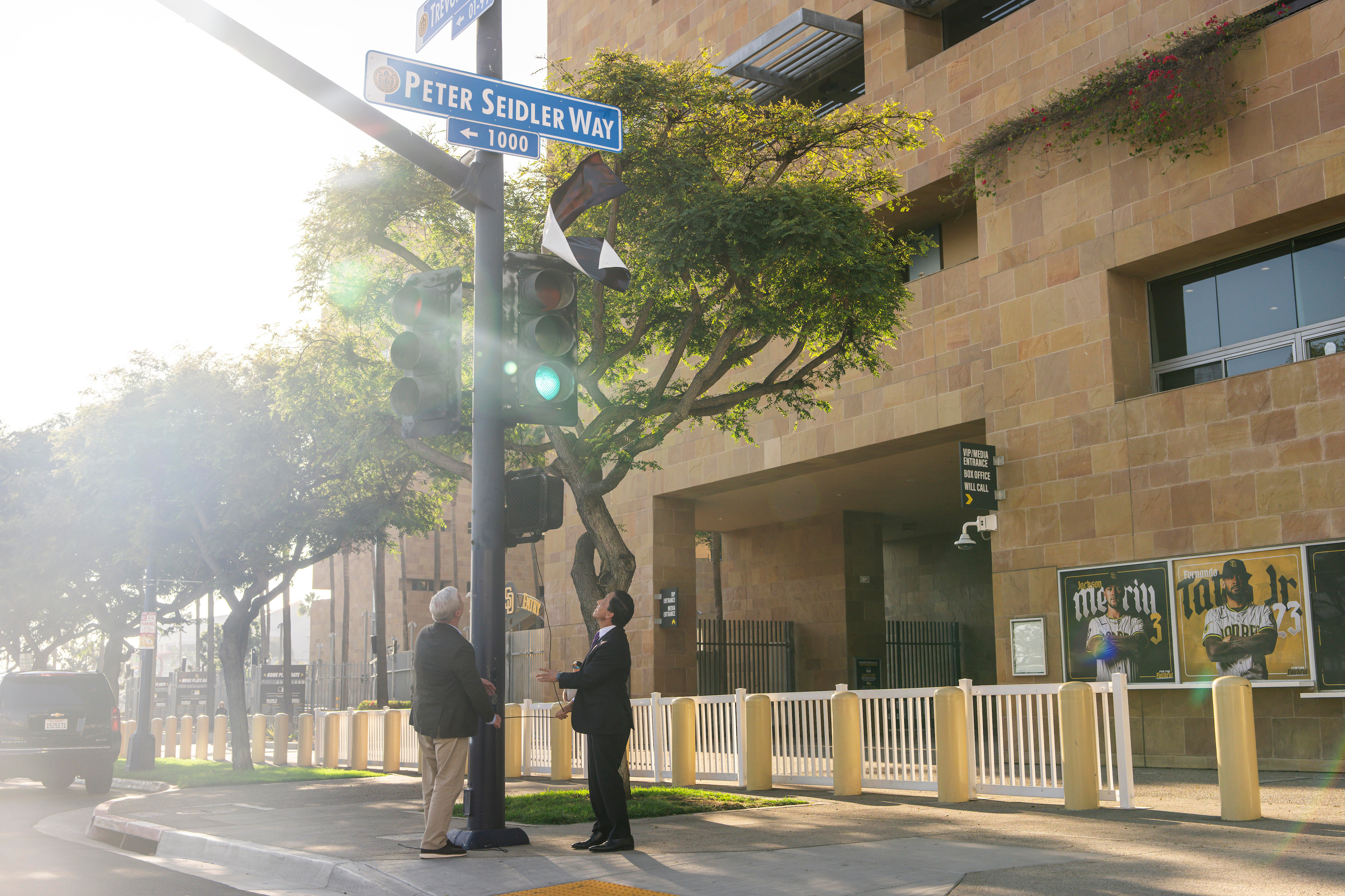 Peter Seidler Way street sign unveiled at Petco Park in honor of former ...