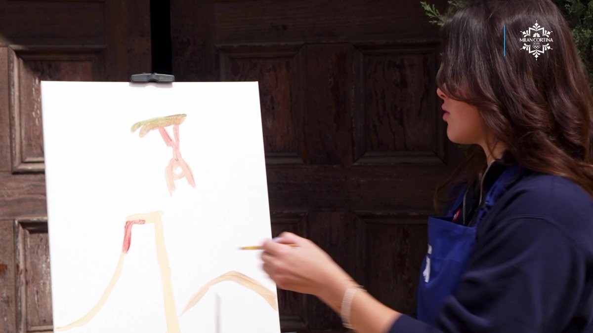 Watch Olympic freestyle skier Kaila Kuhn paint with pasta sauce – NBC 7 ...