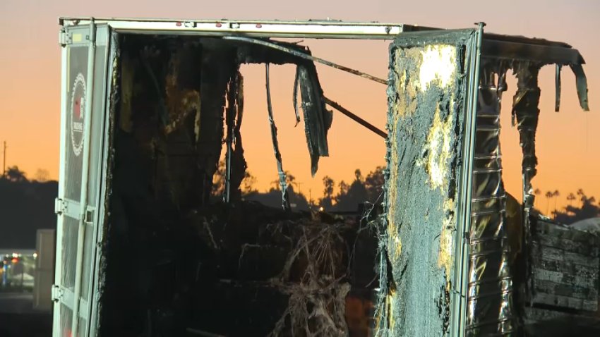 Traffic crawls after big-rig fire on I-5 near Encinitas – NBC 7 San Diego