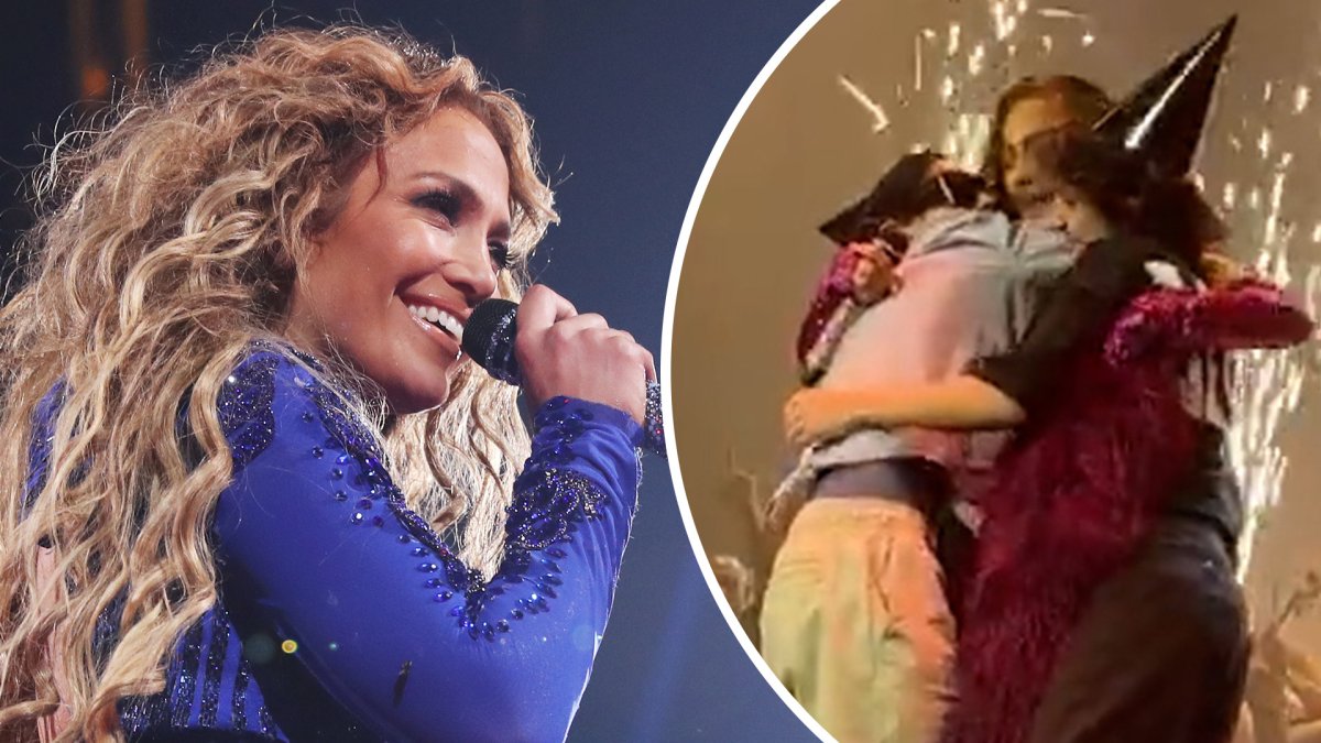 Jennifer Lopez hugs twins Emme & Max onstage for New Year’s Las Vegas ...