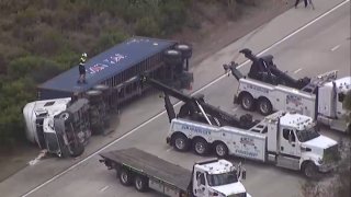 Southbound I-5 closed near Mission Bay due to overturned big rig – NBC ...